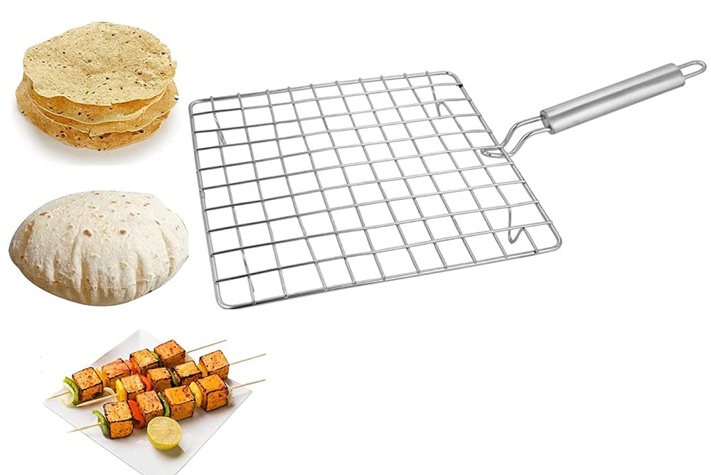 Stainless Steel Square Roti Papad Grill Roti Jali Chapathi Pipe Handle ...