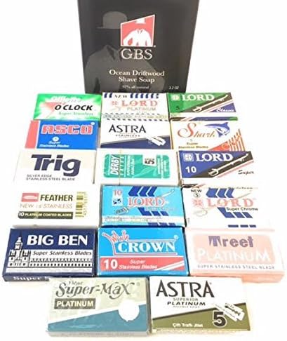 GBS Double Edge Safety Razor Blade Variety Pack- 120 Blades and Natural ...