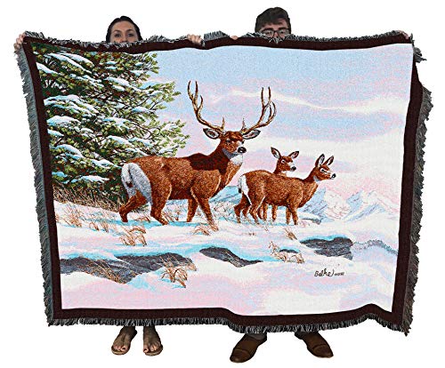 Amazon.com: Pure Country Weavers Mule Deer Buck Throw Blanket for Cabin ...