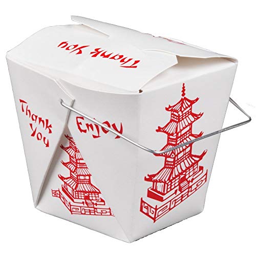 HENRY DOTS Pack of 100 Chinese Take Out Boxes Pagoda, 16 oz./Pint Size ...