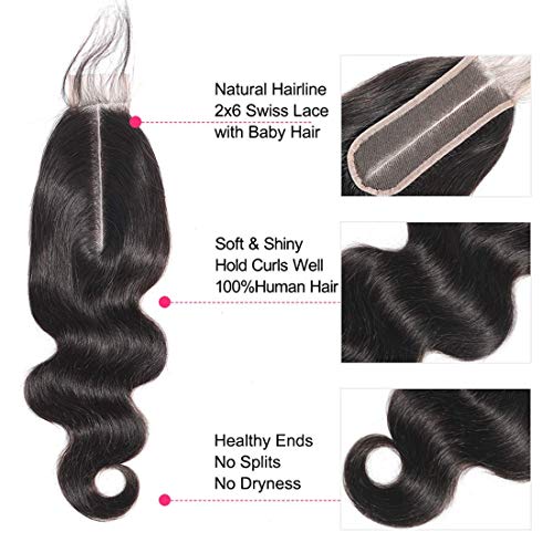 4x6 Closure Human Hair Body Wave 150% Density Unprocessed Virgin Human ...