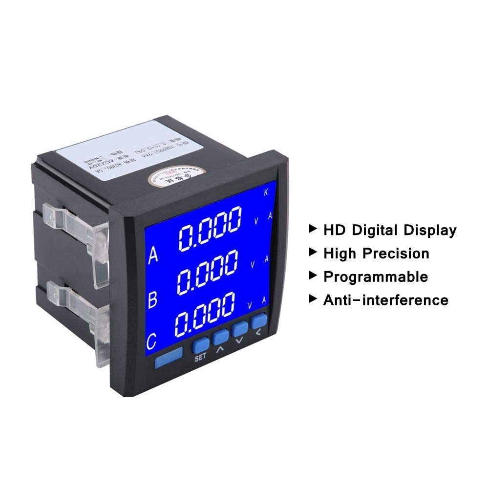 Digital 3-phase Ammeter Voltmeter, Multi-Function Digital Multimeter,4 ...