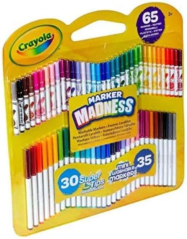 65 Marker Madness – CRAYOLA 30 Super Tips and 35 Mini Washable Markers ...