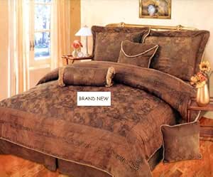Amazon.com: Grand Linen 7 Pieces Brown, Bronze, and Camel Suede ...