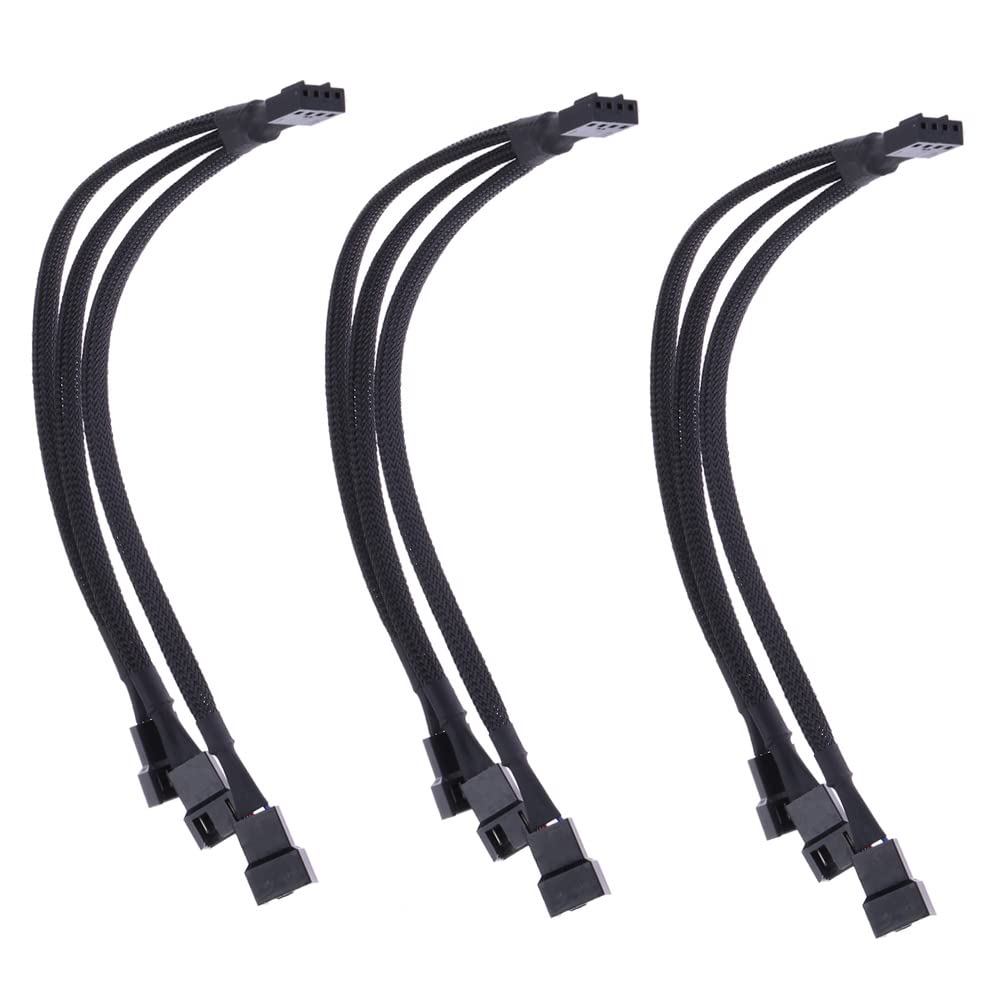 ThtRht 3 Pack PWM Fan Splitter Cable 4-Pin 3 Way Case Fans Extension ...