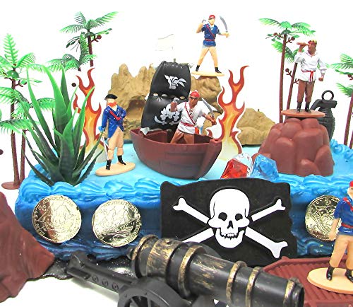 Pirate Cake Toppers. 12 Piece PIRATE Yo Ho Yo Ho Birthday Cake Topper Set.