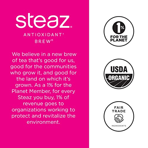Steaz Organic Iced Green Tea Antioxidant Brew, Zero Calorie Raspberry ...