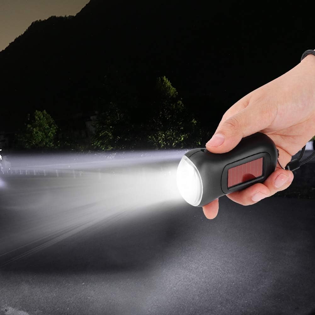 Hand Crank Solar Powered Rechargeable Flashlight LED Emergency Dynamo ...