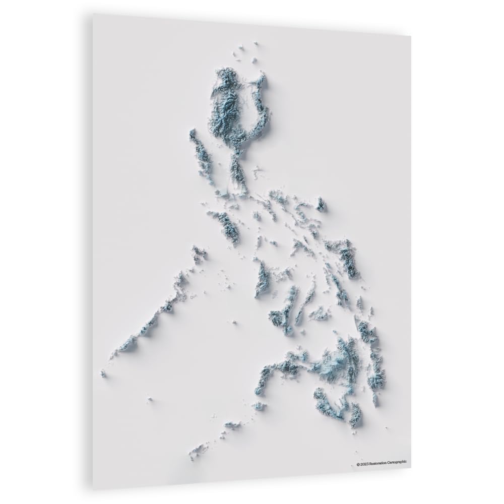 Restoration Cartographic Wall Map Of Philippines - Minimalist Shaded ...