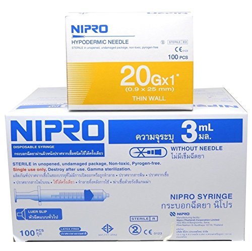 Buy Syringe Without Needle Syringe 3cc Luer Slip Tip Sterile 100 pieces + NIPRO HYPODERMIC ...