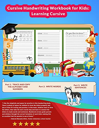 Cursive Handwriting Workbook for Kids: Learning Cursive for 2nd 3rd 4th ...
