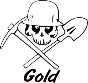 Amazon.com: Gold Miner Skull Vinyl Decal Sticker- 6" Wide Matte White ...