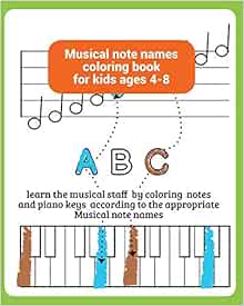 musical note names coloring book for kids ages 4-8: learn the musical ...