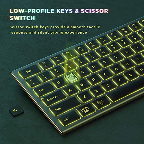 seenda Backlit Wireless Keyboard, Multi-Device Ultra Slim Rechargeable ...