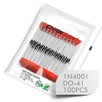 (Pack of 100 Pieces) Chanzon 1N4001 Rectifier Diode 1A 50V DO-41 (DO-204AL) Axial 4001 IN4001 1 ...