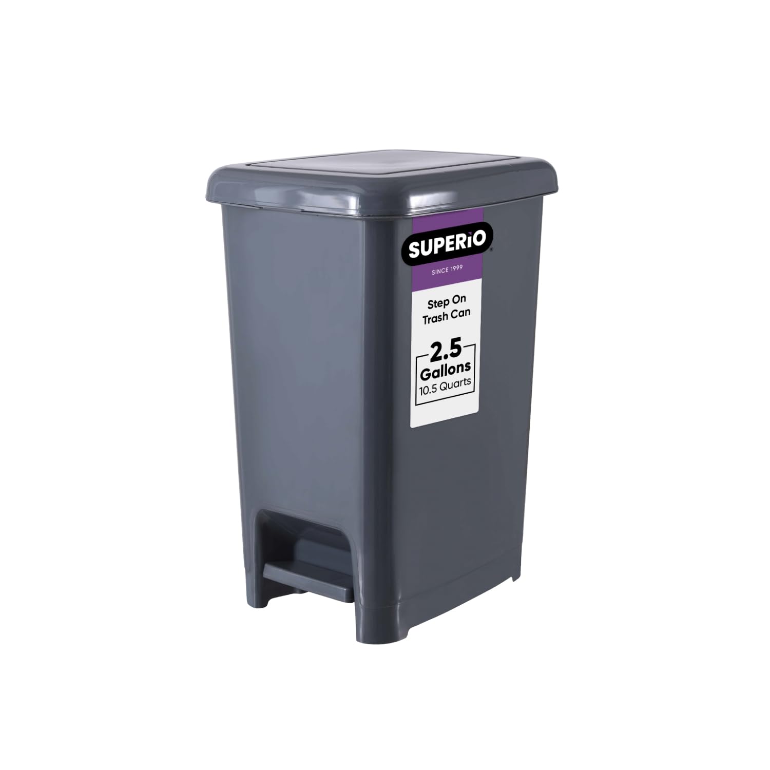 Superio Slim Trash Can with Foot Pedal – 2.5 Gallon Step-On Trash Can ...