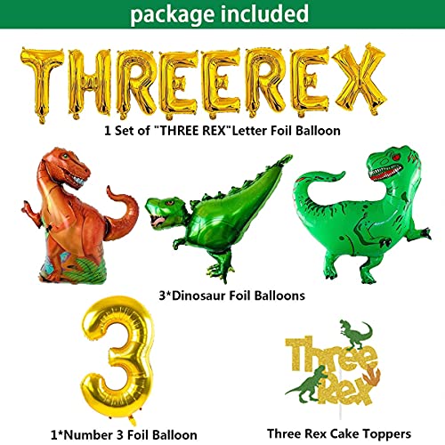 Three Rex Birthday Party Decorations, Three Rex Letter Balloon T-Rex 3 ...