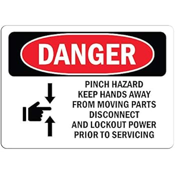 Amazon.com : Danger Sign - Pinch Hazard Keep Hands Away | Label Decal ...