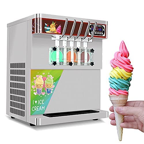 Kolice Commercial 5 Flavors Soft Ice Cream Machine, 3+2 Mixed Flavors ...