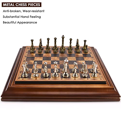 AMEROUS 14 inches Wooden Chess Set with Metal Chess Pieces / 2.5'' King ...