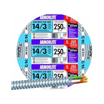 Southwire 68582601 Armorlite Type Mc Aluminum Armored Cable, 14/3, 600 ...