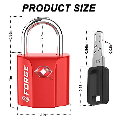 Red 4 Pack TSA Approved Luggage Locks Ultra-Secure Dimple Key Travel ...