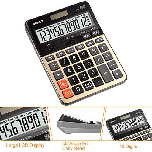 Calculator Desktop,12 Digit Large Number Calculator,Large LCD Display ...