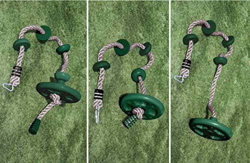 Jungle Gym Kingdom Tree Swing Climbing Rope with Platforms Green Disc ...