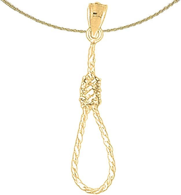 Amazon.com: Jewels Obsession 14K Yellow Gold 3D Noose Pendant with 18 ...