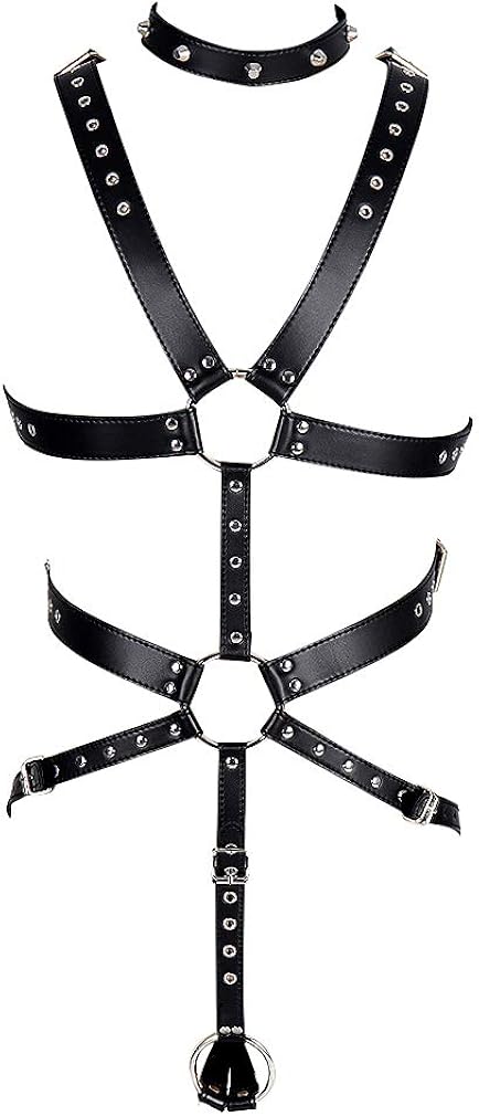 BBOHSS Men Harness Punk PU Leather Top Cage Chest Half Harness ...