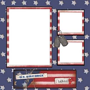 Amazon.com: Air Force, with frames, Military scrapbook paper, 5 sheets ...
