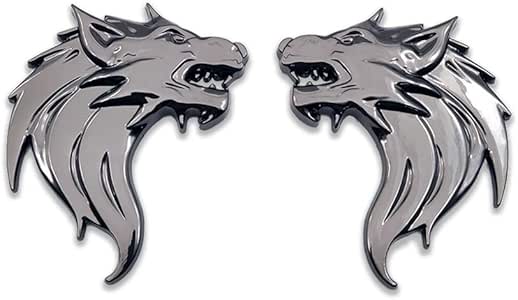 Amazon.com: Chrome Metal Wolf Head Logo Car Emblem Premium 3D Side ...