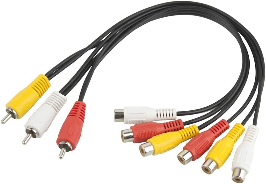 TENINYU 3 RCA Cable Splitter, 3 RCA Male to 6 RCA Female Plug AV ...
