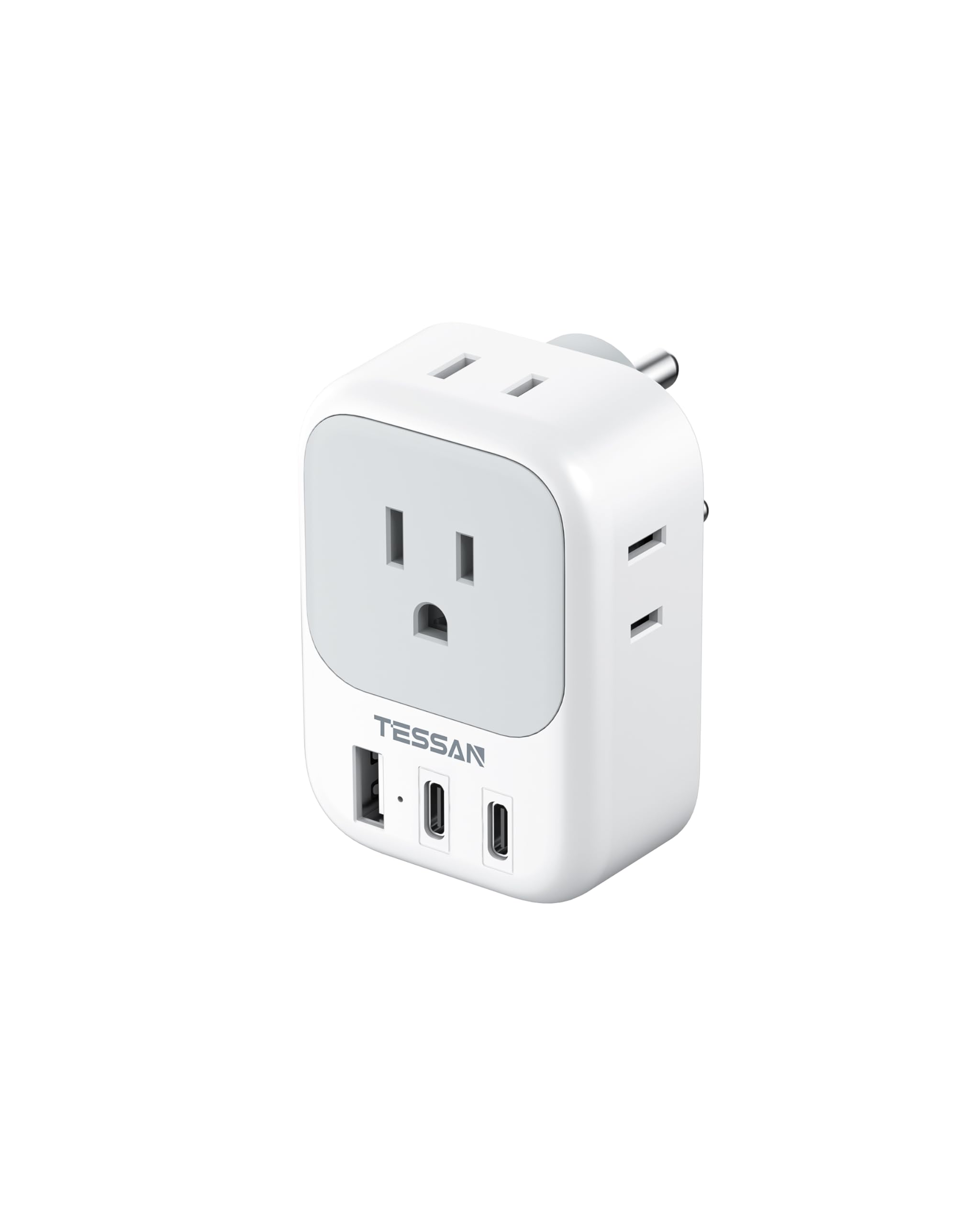 US to India Plug Adapter, TESSAN Type D Travel Adapter with 4 Outlets 3 ...