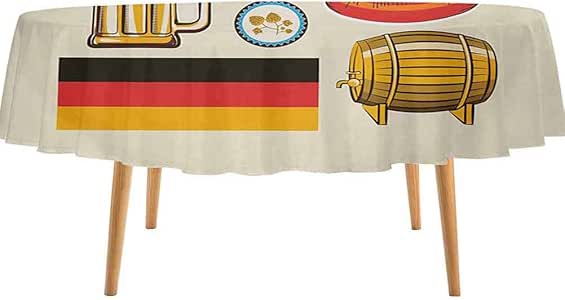 German Tablecloths Oktoberfest Symbols Wheat Sausage Beer and Pretzels ...