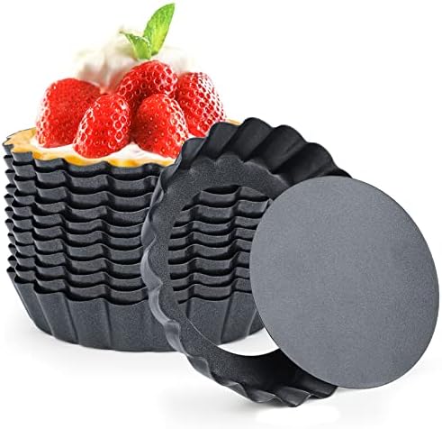 Suice Mini Tart Pans for Baking 4 Inch, 12 Pcs Mini Pie Pans with ...