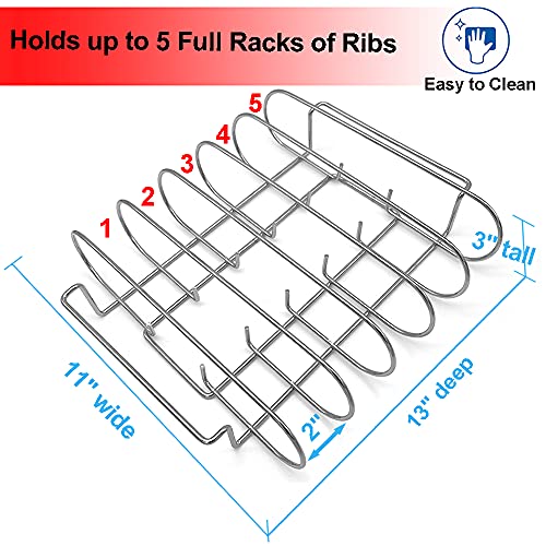 yamisan Rib Racks for Smoking - Holds 5 Full Ribs for Grilling ...