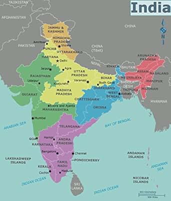 Amazon.com: Gifts Delight Laminated 24x28 Poster: Map of India ...