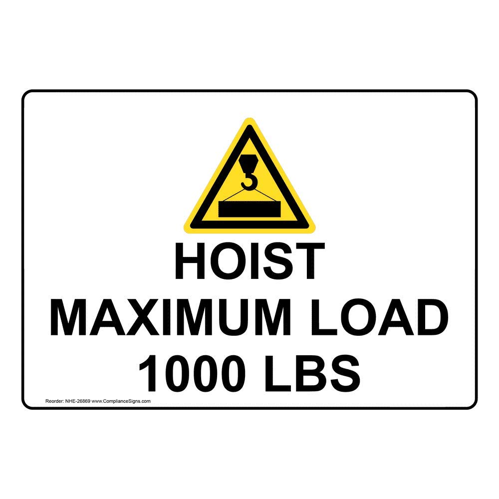 Hoist Maximum Load 1000 Lbs Label Decal, 5x3.5 in. 4-Pack Vinyl for ...