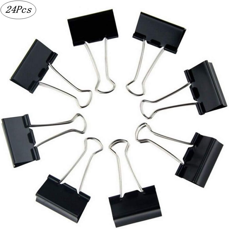 JUNGEN 24PCS Noir Pince Double 51mm Mini Pinces à Dessin de Papier Clip ...