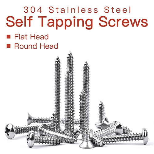 Self Tapping Screw Assortment Stainless Screws Self Drilling, 600pcs M3/M4/M5/M6 304 Sheet Metal ...