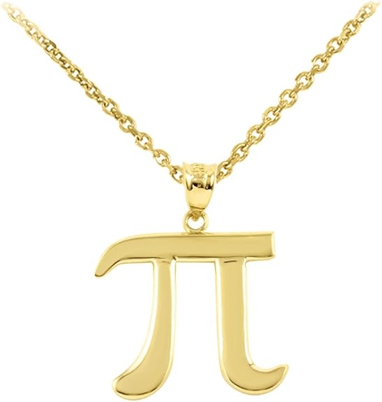 Amazon.com: 14k Gold Mathematical Pi Symbol Pendant Necklace, 16": Jewelry