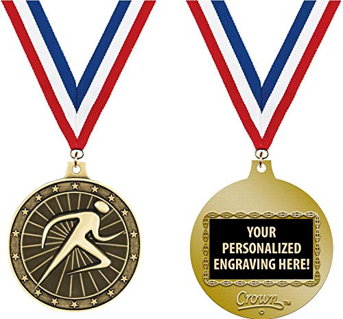 Running Medals 2 Gold Abstract Runner Medal Award with Free Custom ...