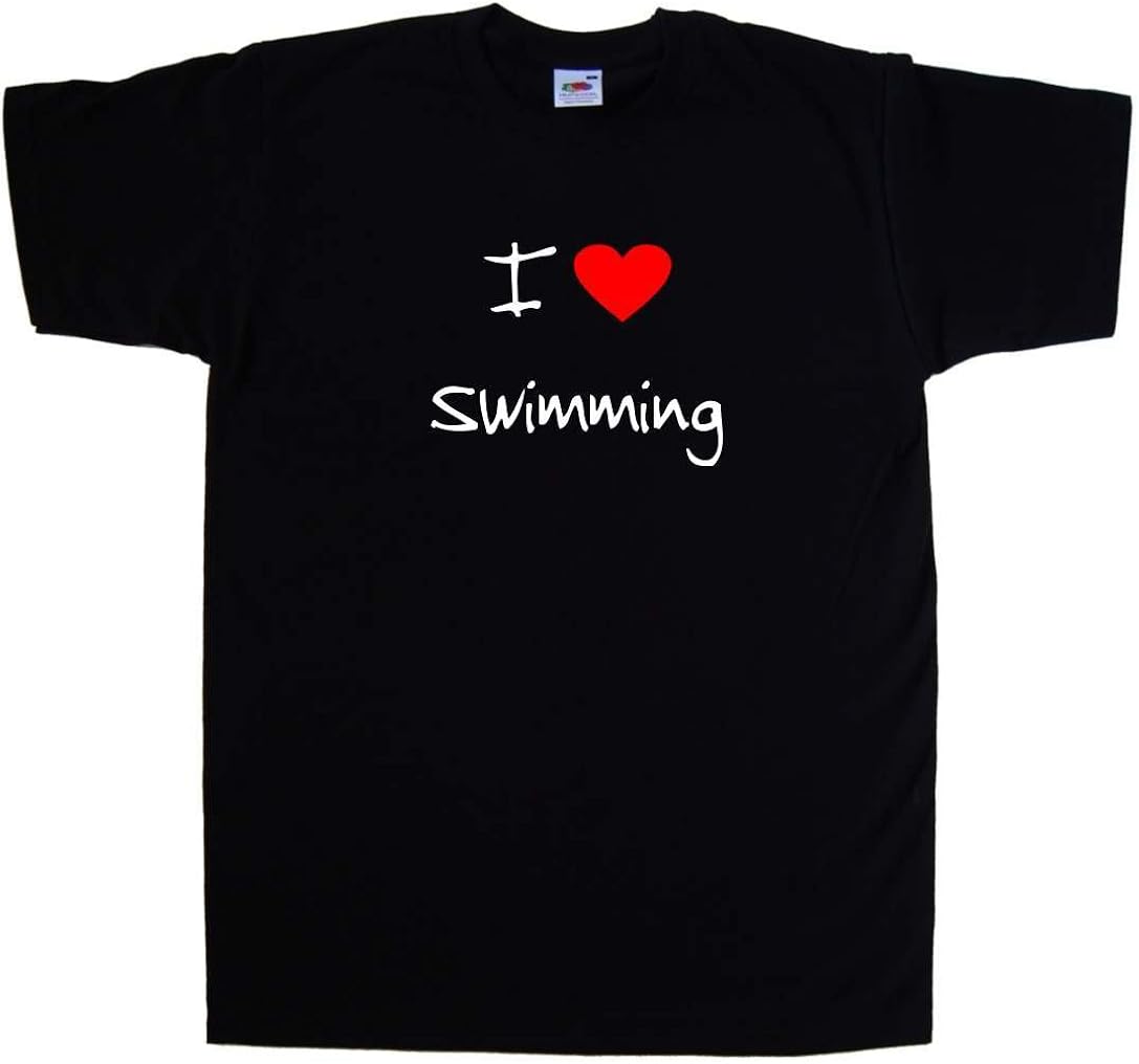 I Love Heart Swimming Black T-Shirt | Amazon.com