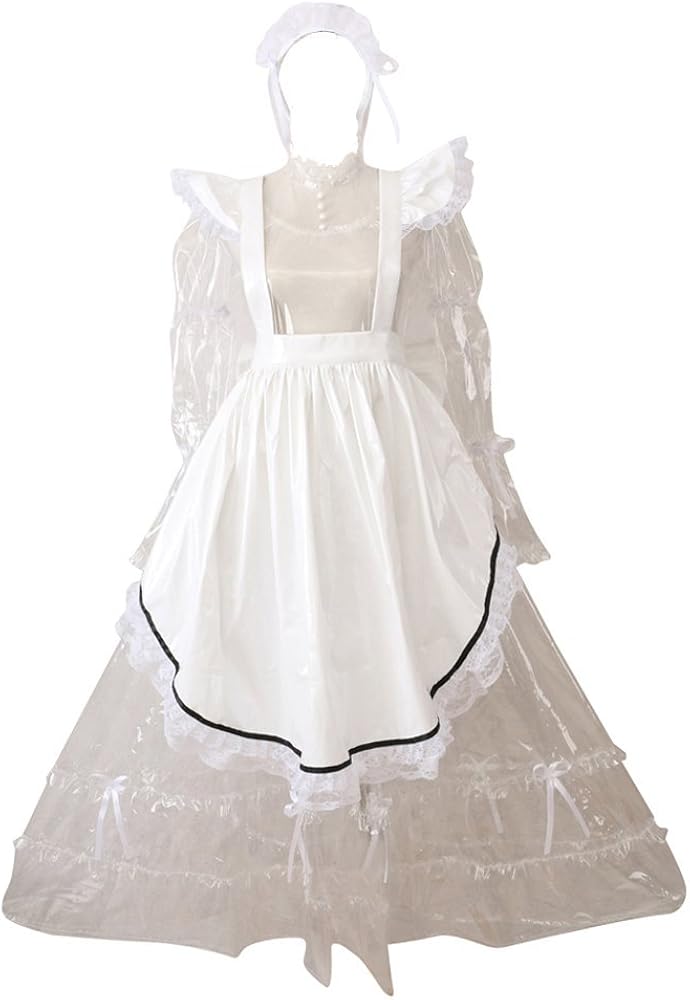 GOceBaby Women Sissy Lockable Maid Long Dress Transparent PVC French ...