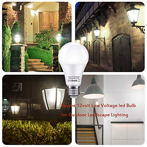 Bayshe 12V LED Light Bulb 60Watt Equivalen E26 7W 630Lm 12 Volt Low Voltage Lights AC/DC 11-18V ...