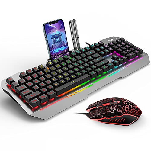 AULA Gaming Keyboard and Mouse Combo, Wired Gaming Keyboard with 104 ...