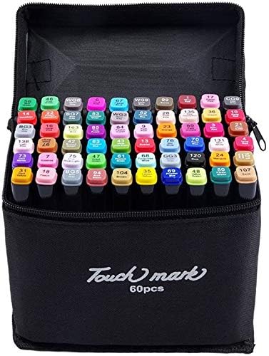 60 Touchmark Pens Dual Tip Alcohol Based Art Markers Perfect for Kids ...