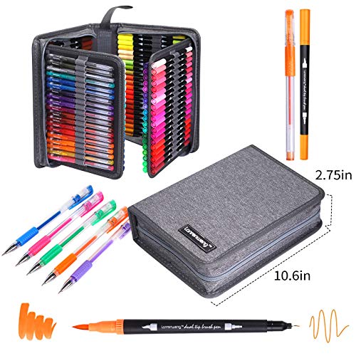 120 Pack Painting Pen Set 100 Colored Dual Tip Brush Pen Markers and 20 ...