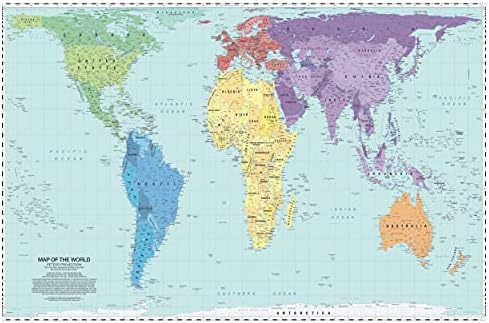Updated Peters Projection World Map | Laminated 36" x 24” Map ...